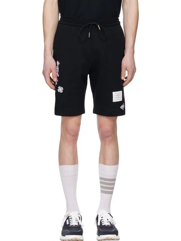 Thom Browne Embroidered Drawstring Track Shorts - Navy Blue