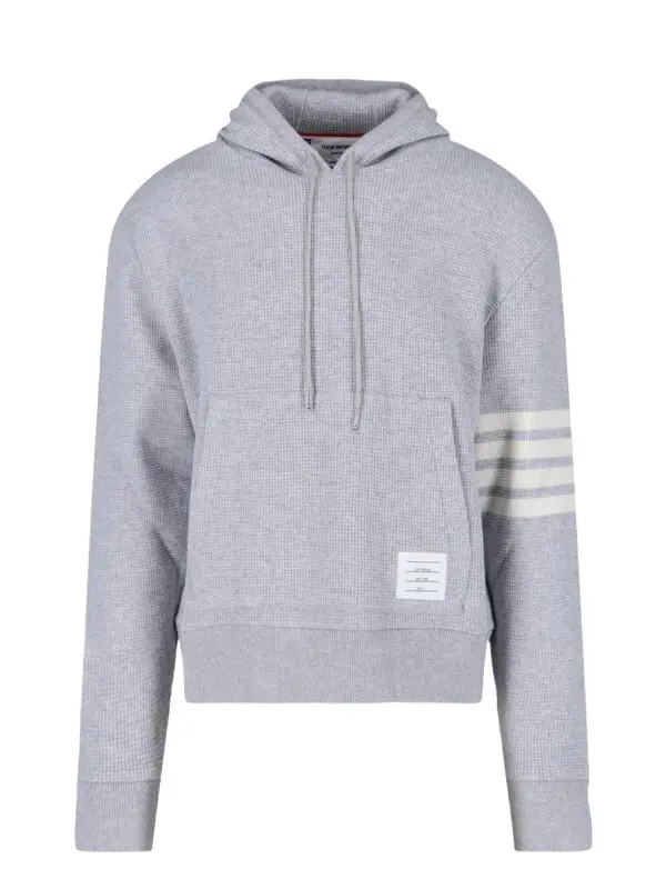 Thom Browne Drawstring Knitted Hoodie - Gray