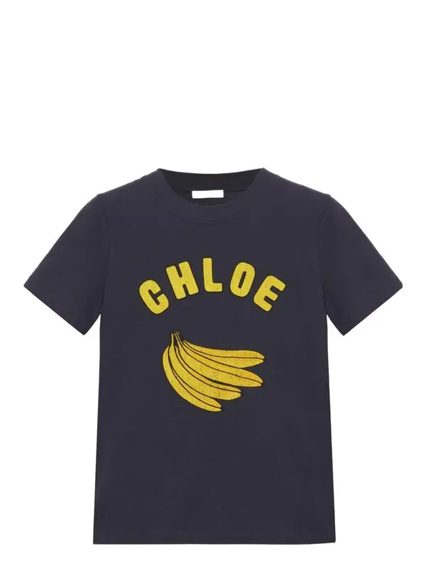 Chloé Banana Print Crewneck T-shirt - Twilight Blue