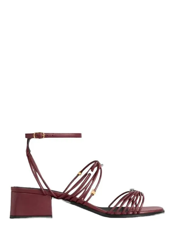 Celine Clémence Heeled Sandal In Goatskin - Red