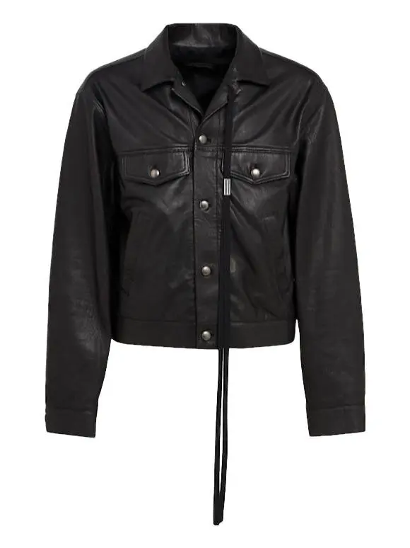 ANN DEMEULEMEESTER Leather Jacket With Logo Detail - Black