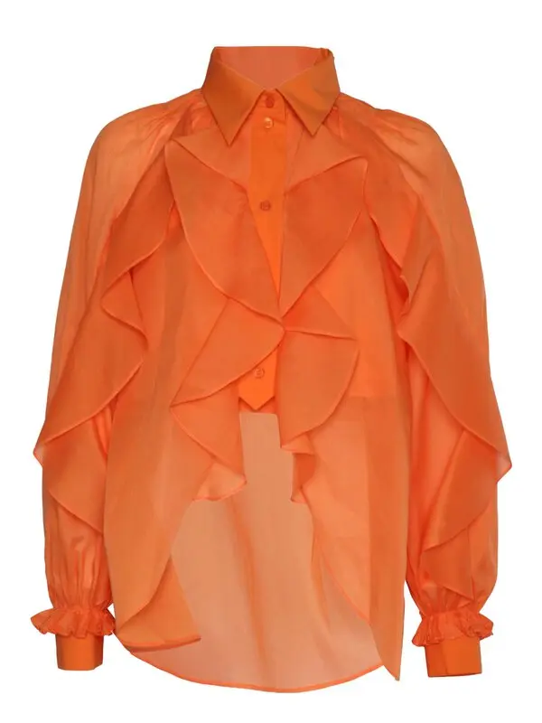 Alberta Ferretti Ruffled Shirt - Orange