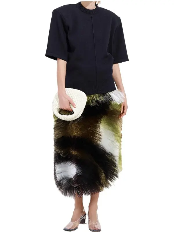 Bottega Veneta Fringed Embroidery Midi Skirt - Green Pepper/multicolored