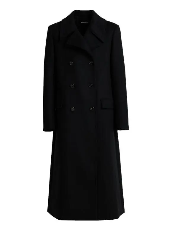 ANN DEMEULEMEESTER Miles Long Double Breasted Wool Blend Coat - Black