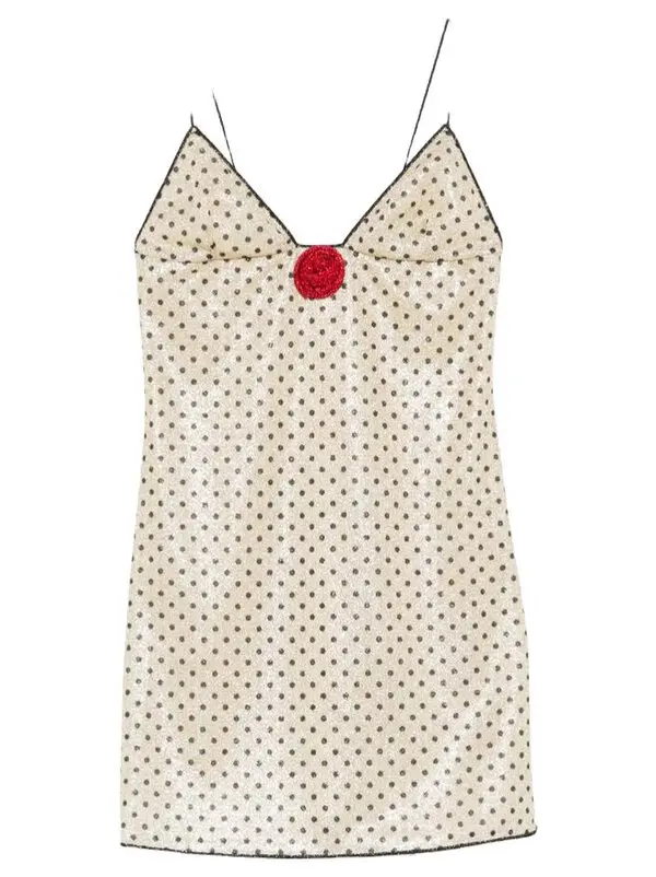 Oseree Lumire Rose Pois Mini Dress - Nude