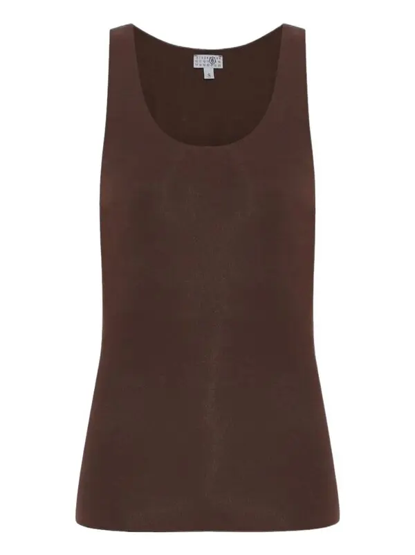 MAISON MARGIELA Crewneck Tank Top With Wide Straps - Brown