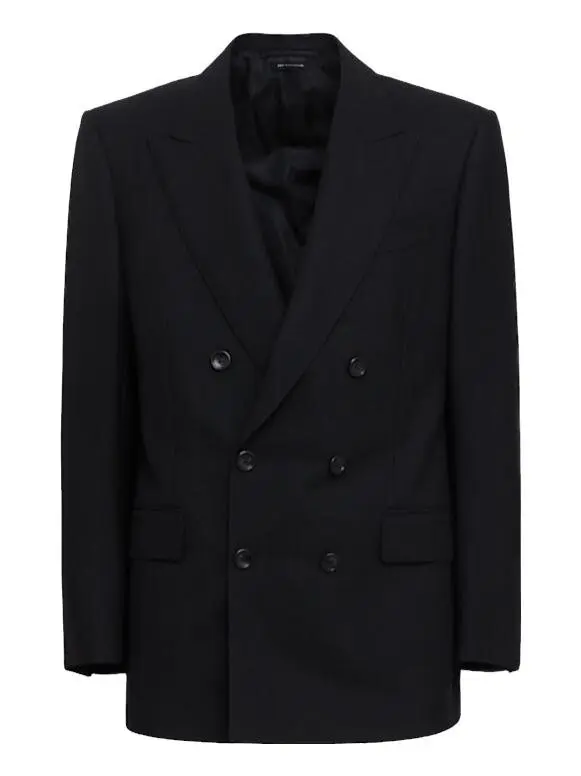 TOM FORD Double Breasted Twill Jacket - Black