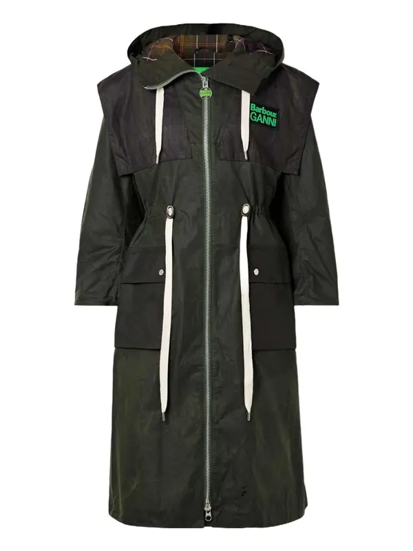 Barbour X Ganni Waxed Parka Coat - Black