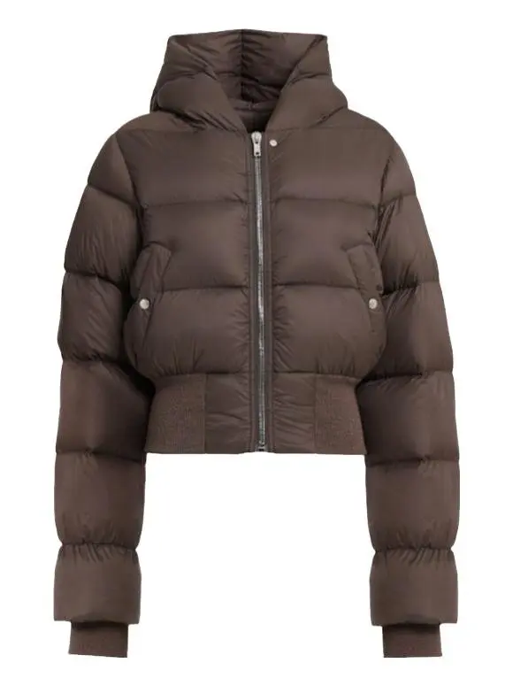Rick Owens Hooded Light Nylon Down Bomber Jacket - Brown
