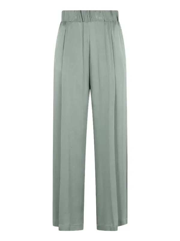 SEMICOUTURE Elastic Waist Straight Leg Trousers - Gray