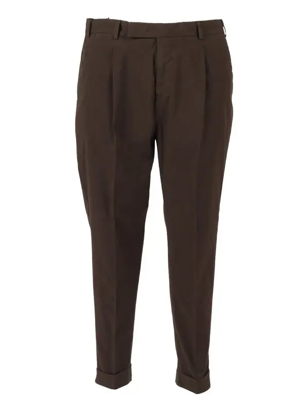 PT TORINO Pleated Trousers With Flap Back Pockets - Black
