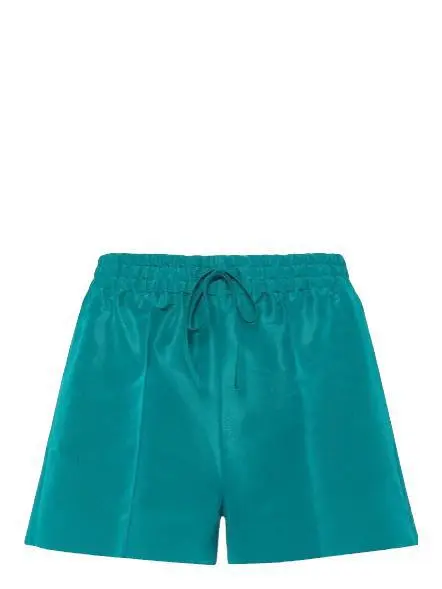 Valentino Garavani Silk Faille Elastic Mini Shorts - Green
