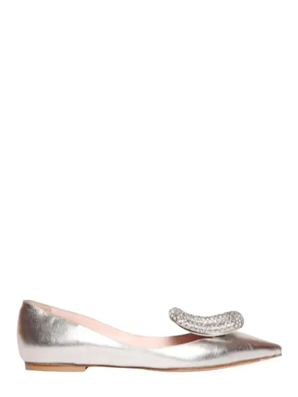 ROGER VIVIER Crystal Buckle Flats - White