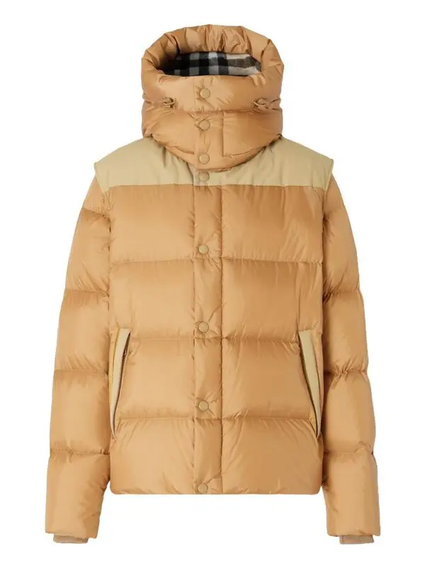 Burberry Quilted Down Puffer Jacket With Detachable Sleeves - Nude