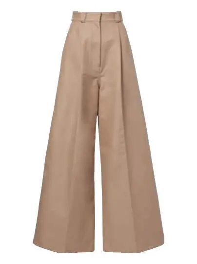 Balenciaga Cotton Gabardine Wide-leg Trousers - Nude