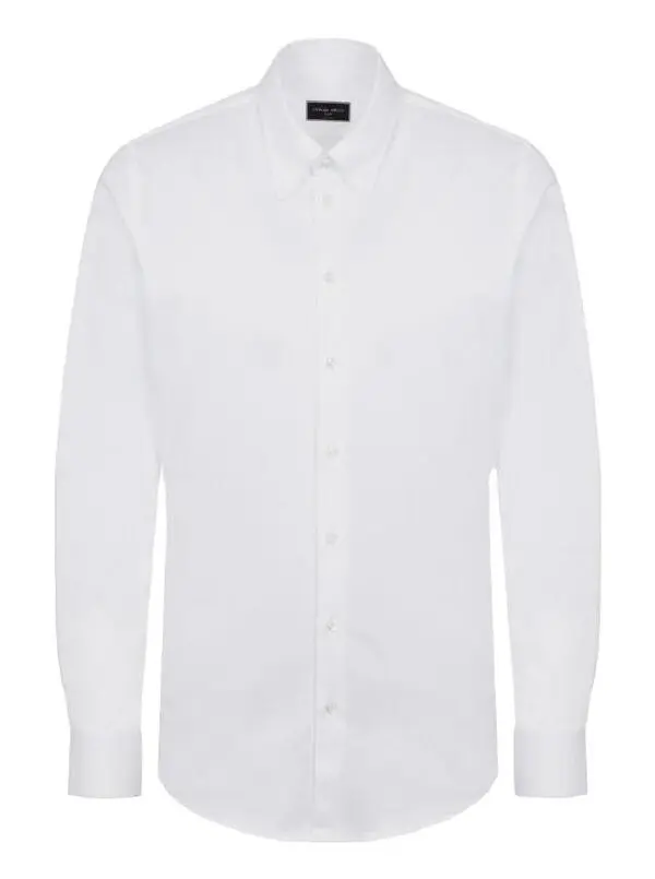 Giorgio Armani Pointed-collar Cotton Shirt - White