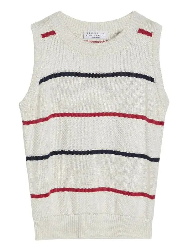 Brunello Cucinelli Textured Striped Vest - White