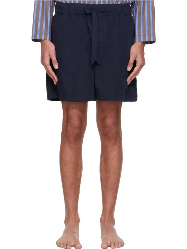 TEKLA Drawstring Pajama Shorts - Navy Blue