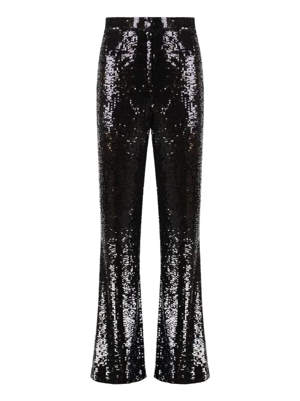 NILI LOTAN Sequined Flared Trousers - Black