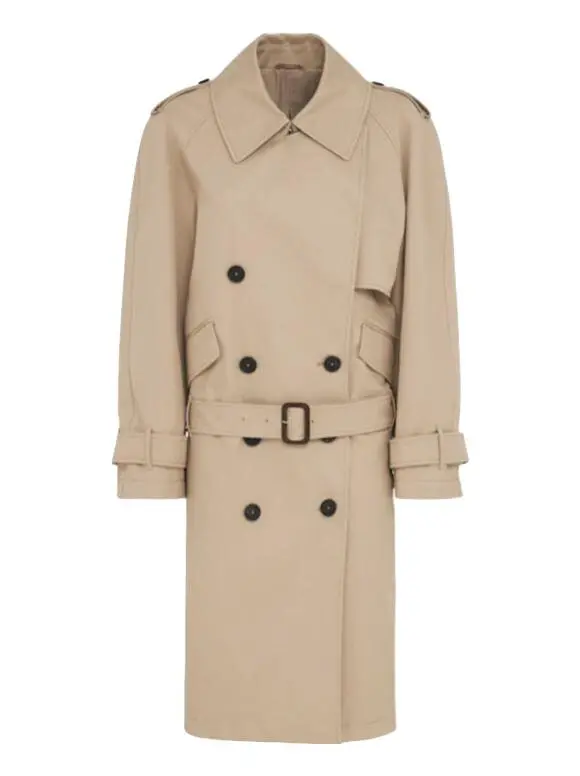 Attico Cotton Gabardine Belted Trench Coat - Nude