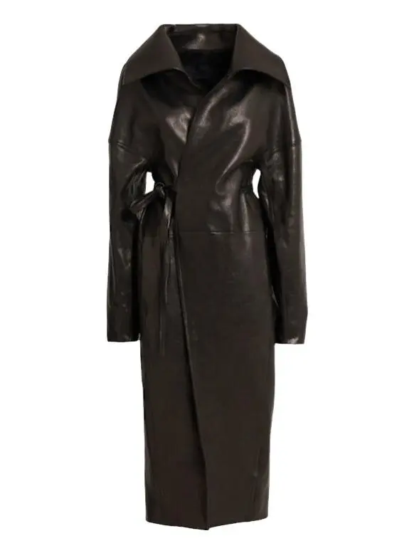 Rick Owens Dracucollar Belted Leather Coat - Black