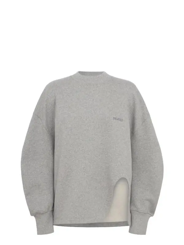 Attico Crewneck Sweatshirt With Asymmetrical Detail - Gray