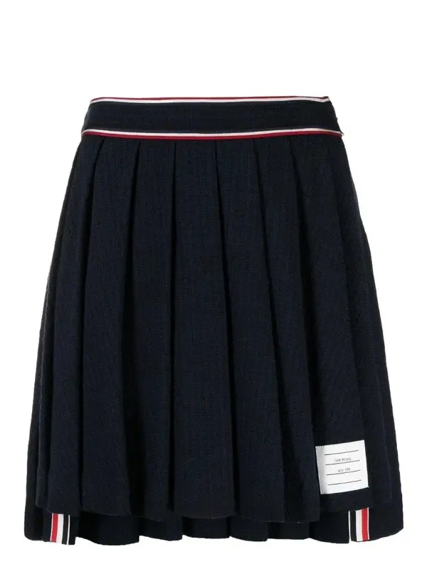 Thom Browne Pleated High-low Skirt - Navy Blue