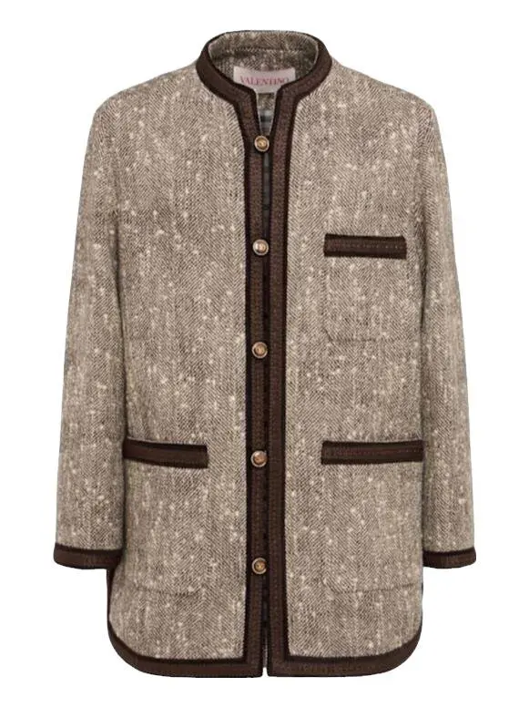 Valentino Garavani Wool Chevron Jacket - Nude