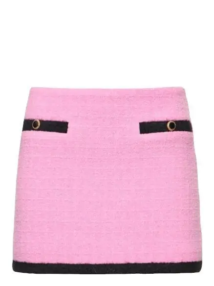 Alessandra Rich Low Waist Tweed Bouclé Mini Skirt - Pink