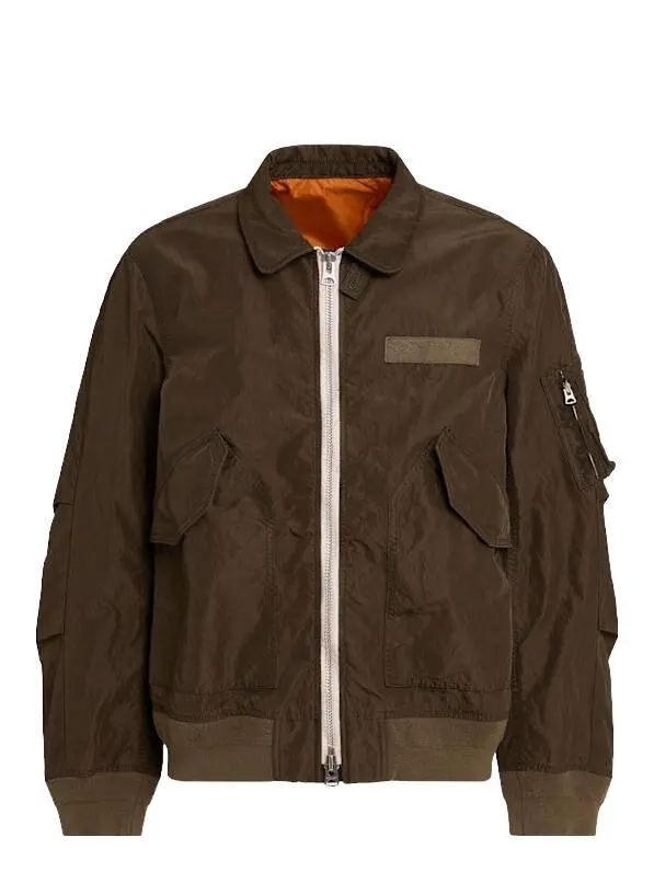 Sacai Treated Nylon Twill Bomber Jacket - Green