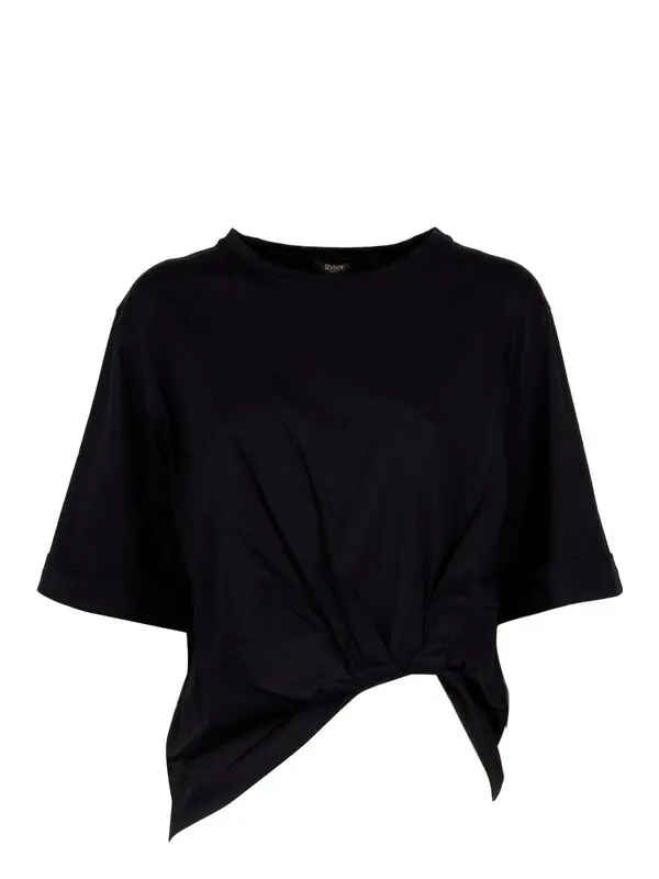 Seventy Knot Detail Short Sleeve Top - Black