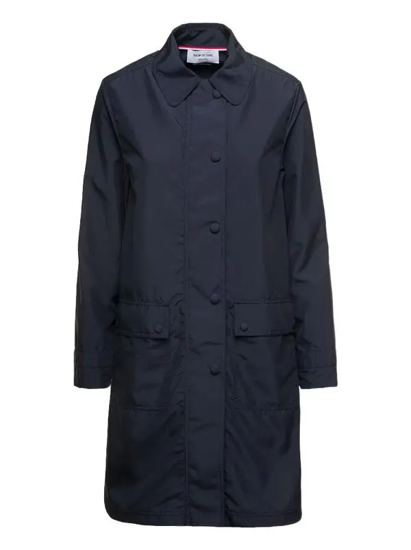 Thom Browne Long-sleeved Button-fastened Coat - Navy Blue