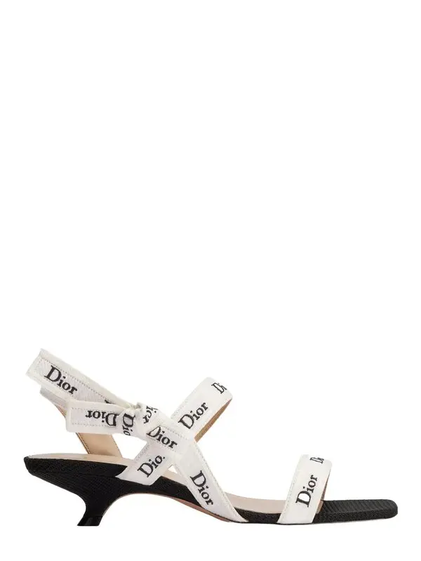 Dior Embroidered Cotton Slingback Sandals With Bow Detailing - Black