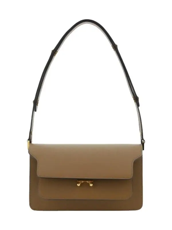 Marni Trunk Foldover Top Shoulder Bag - Brown