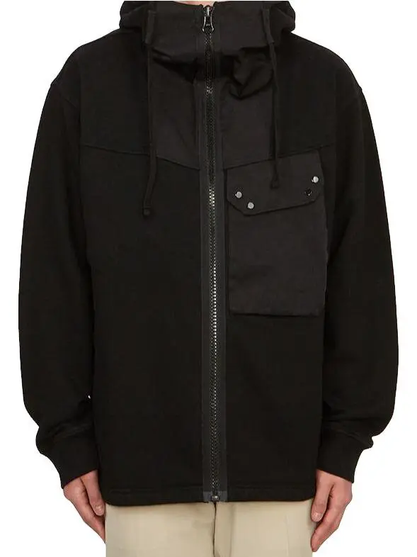 TEN C Long Sleeve Casual Jacket With Hood - Black