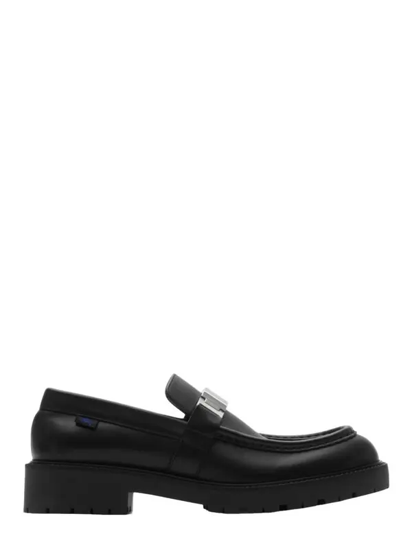 Burberry Leather Loafers With Equestrian Knight Detail - Black