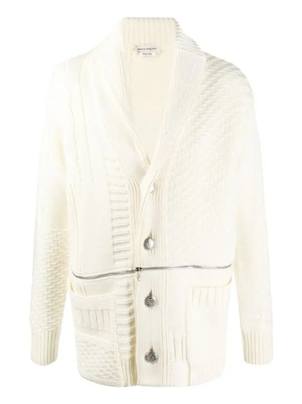 Alexander McQueen Panelled Zippered Cardigan - Nude
