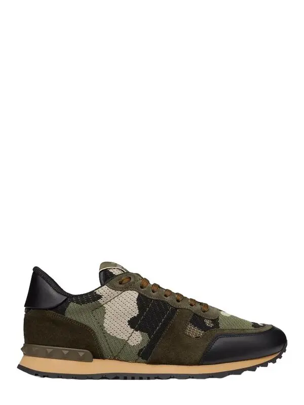 Valentino Garavani Camouflage Rockrunner Lace-up Sneakers - Green