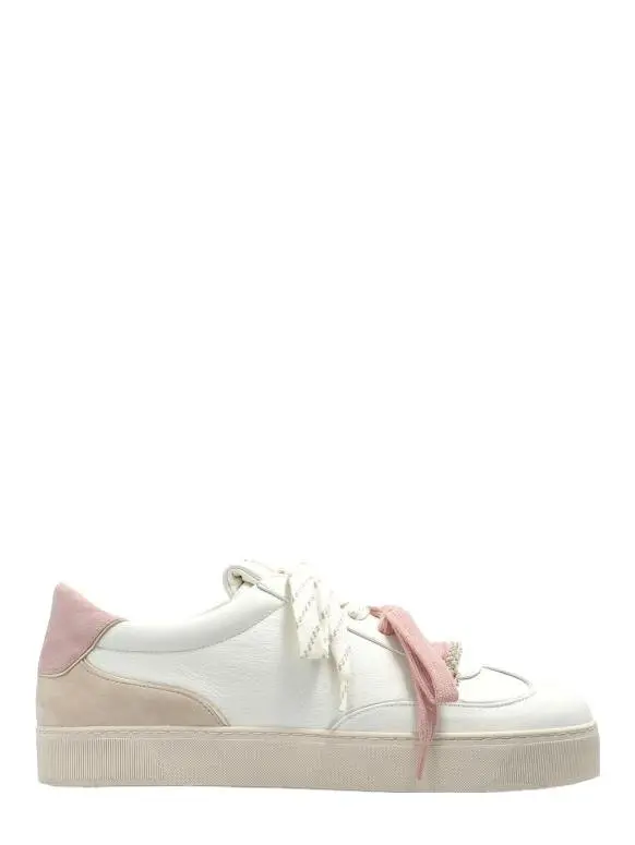 STUART WEITZMAN Round Toe Lace-up Sneakers With Embellished Detailing - Nude