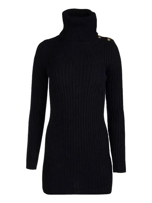 Saint Laurent Ribbed Fold-over Collar Jumper - Blue