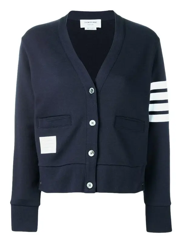 Thom Browne Four-striped Sleeve V-neck Cardigan - Navy Blue