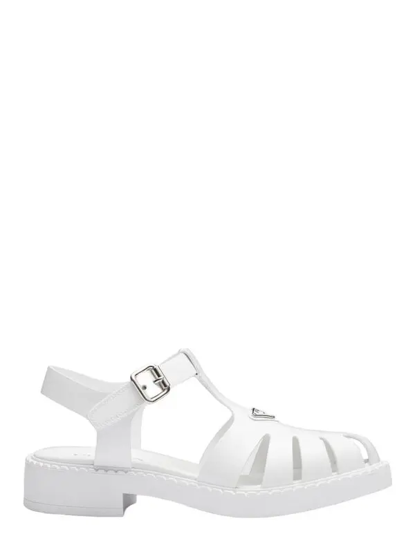 Prada Brushed Leather Fisherman Sandals - White