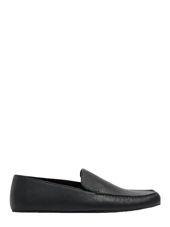 THE ROW Leo Leather Slippers - Black