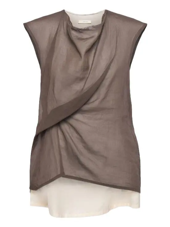 THE ROW Inawa Draped Cotton Organza Top - Brown