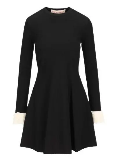 Valentino Garavani Long Sleeved Knitted Mini Dress - Black