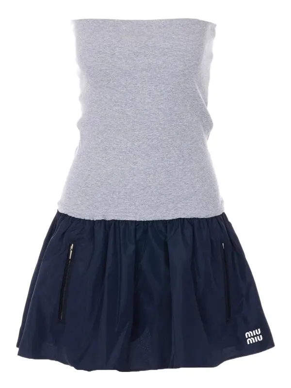 Miu Miu Strapless Mini Skirt With Zippered Pockets - Black