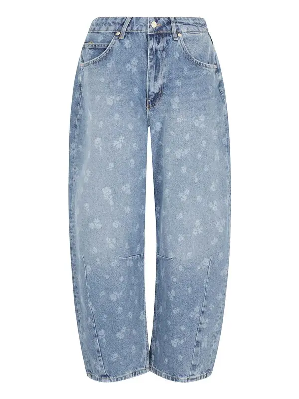 Essentiel Antwerp Floral Print Wide Leg Jeans - Blue