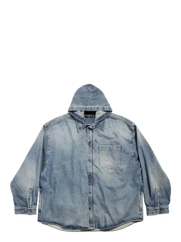 Balenciaga Collared Long-sleeve Denim Shirt - Light Indigo