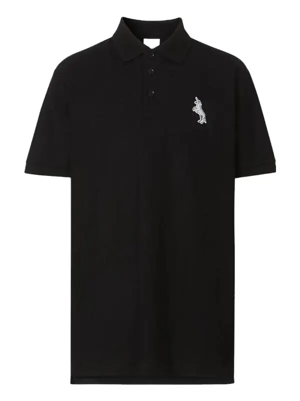 Burberry Zebra Appliqué Polo Shirt - Black