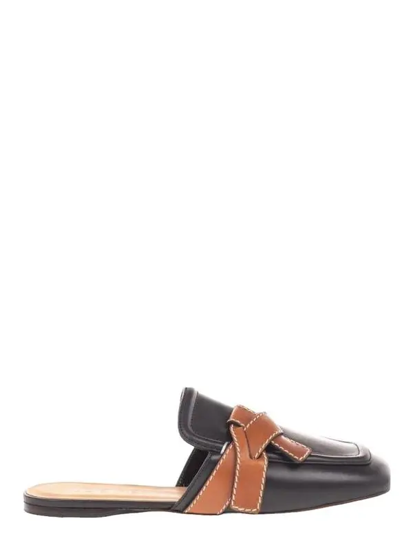 Loewe Gate Flat Mule In Calfskin - Black/tan